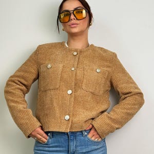 Elegant Blazer,beige Tweed Jacket Women, White Tweed Blazer Women ...