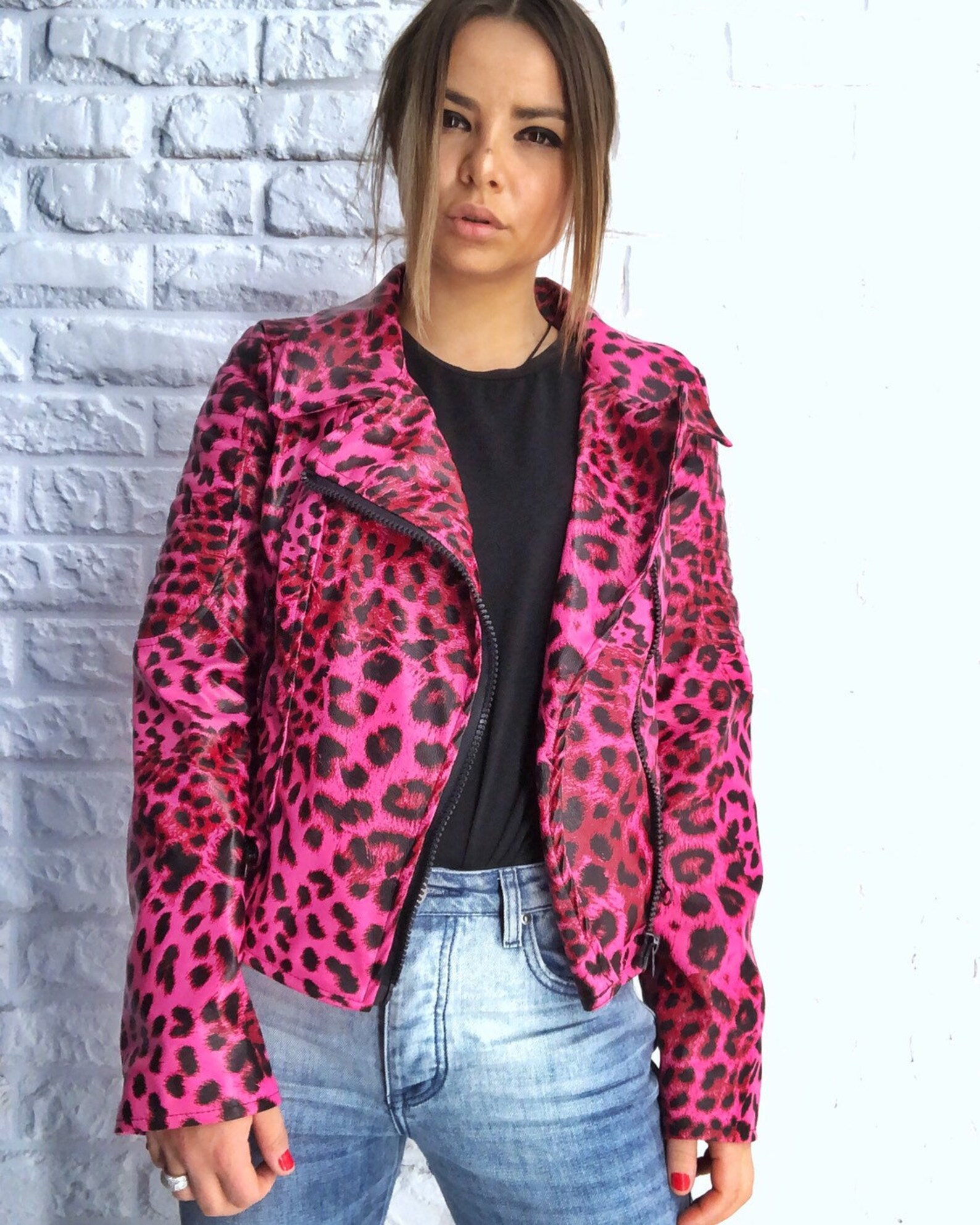 Leopard Print Short Jacket for Women Biker Jacket for Women - Etsy