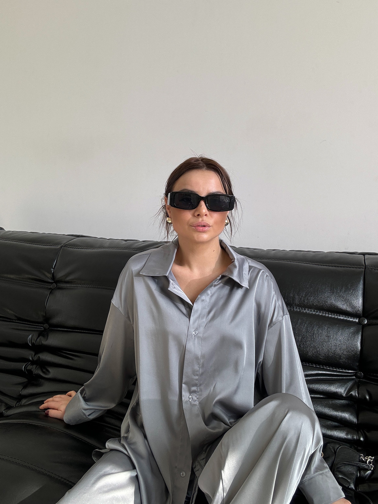 Silk Silver Suit, Silk Oversized Silver Gray Women Suit, Silk Luxe ...