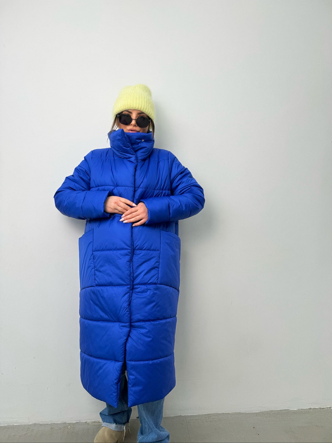 Blue Oversized Puffer Jacket Oversize Parka Thick Puffa Down Coat ...