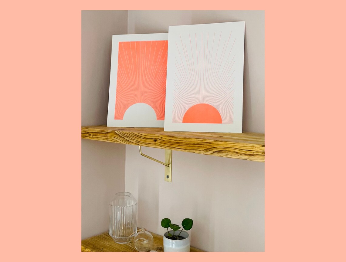 Sunset Riso Print - Sunburst Riso Print - Neon Orange Riso Print - A3 ...