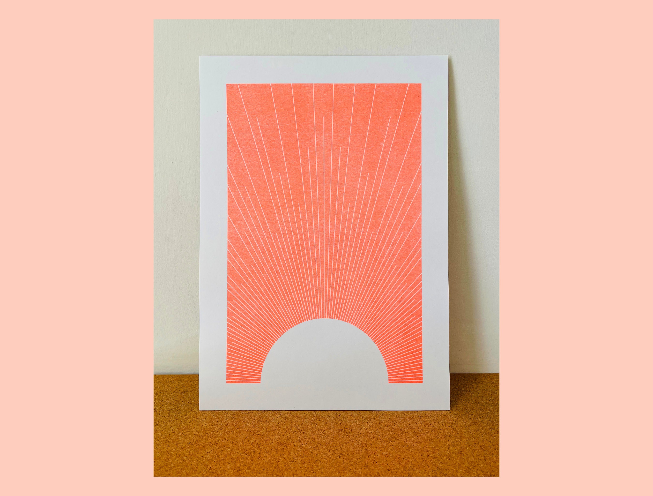 Sunset Riso Print - Sunburst Riso Print - Neon Orange Riso Print - A3 ...