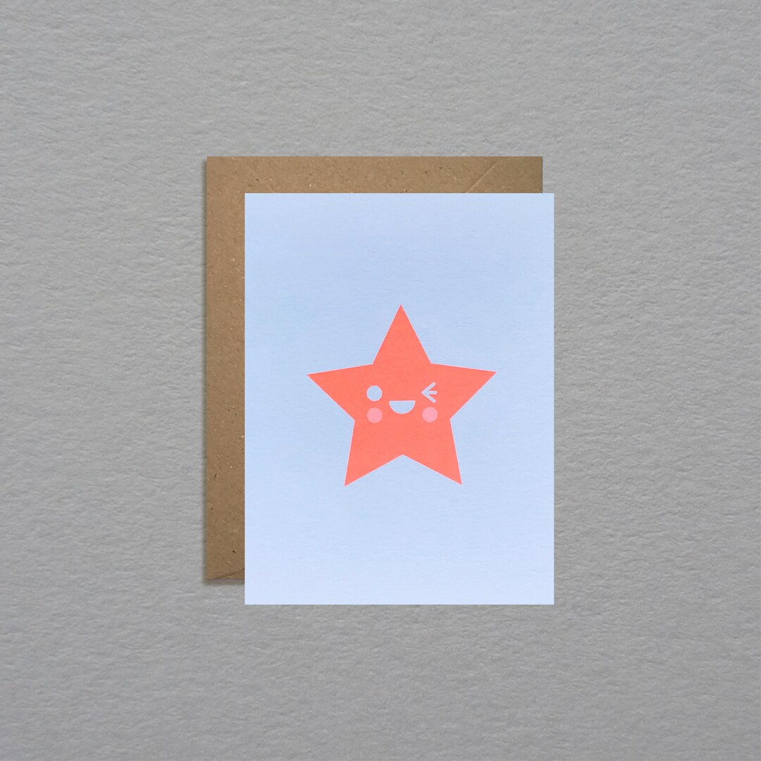 Neon Kawaii Star Card Youre a Star Card Emoji Star Card - Etsy