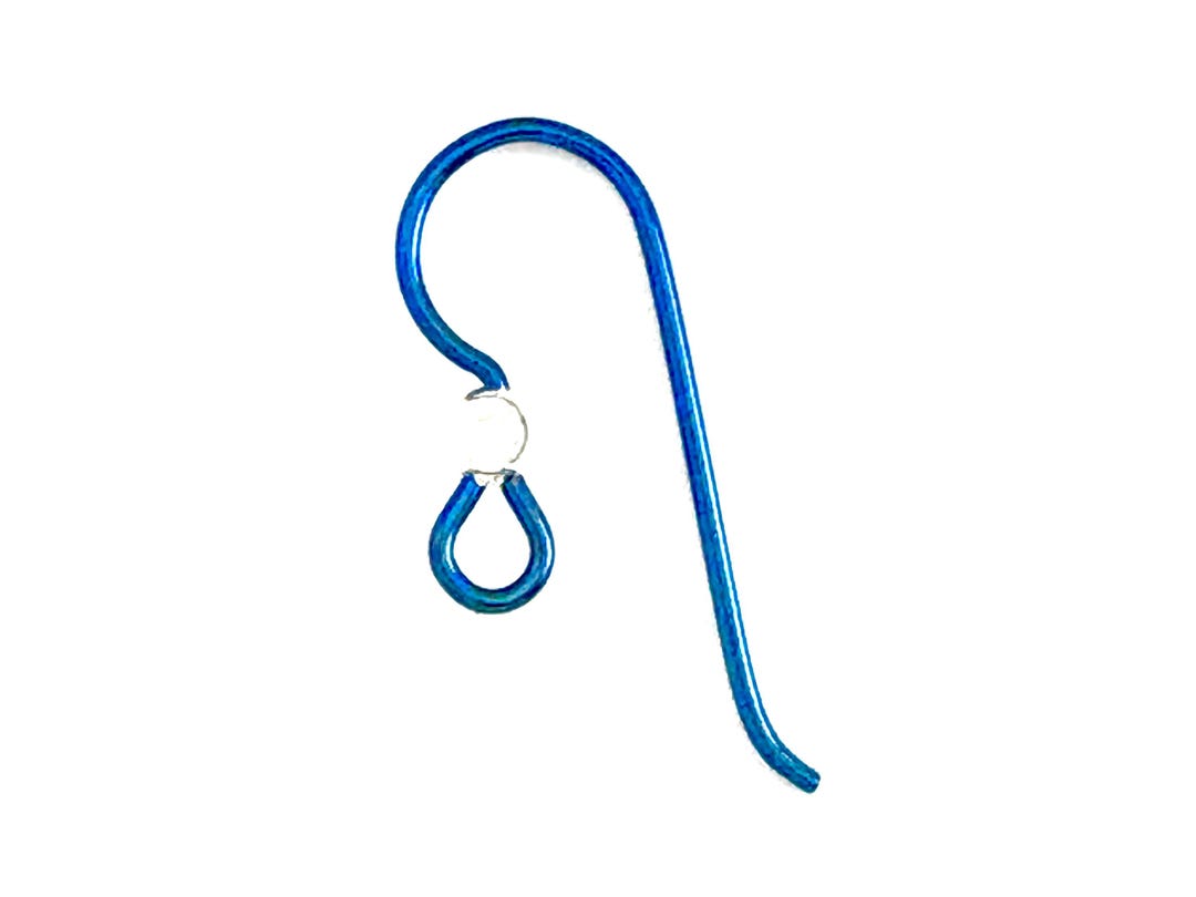 Dark Blue Niobium Ear Wires With Sterling Bead. Hypoallergenic. (2 ...
