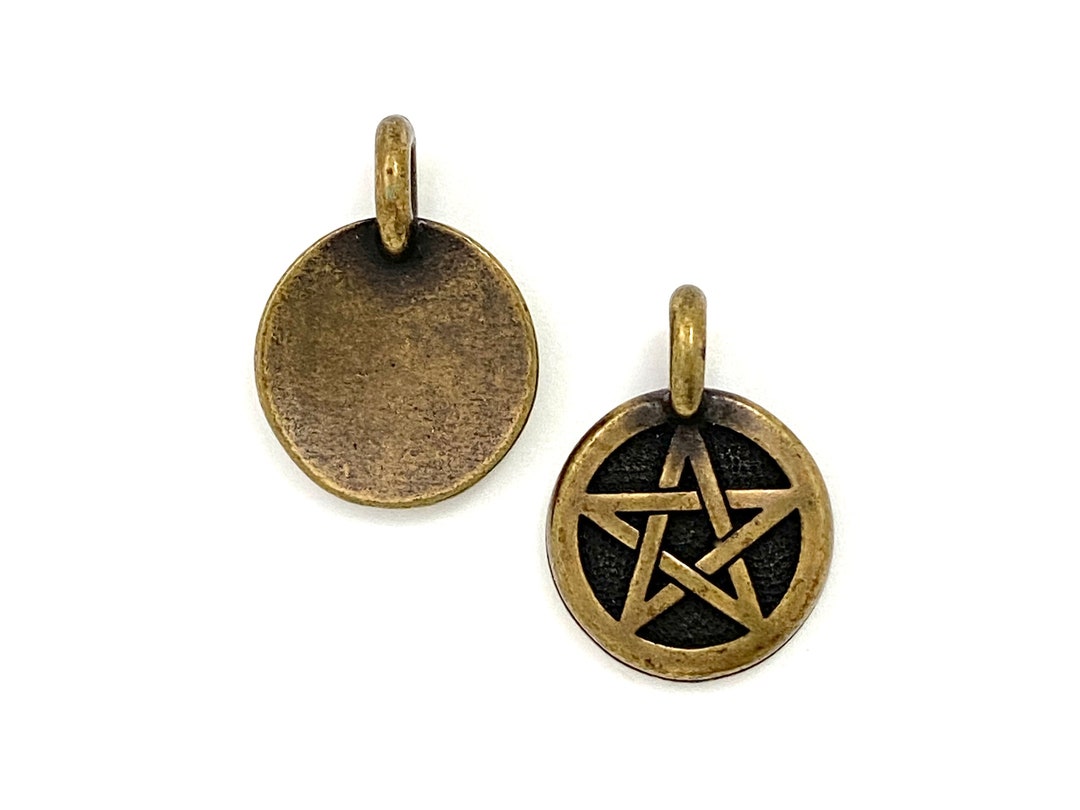 Oxidized Brass Pentagram Charm. (2 Pieces) Tierracast® Lead Free Pewter ...