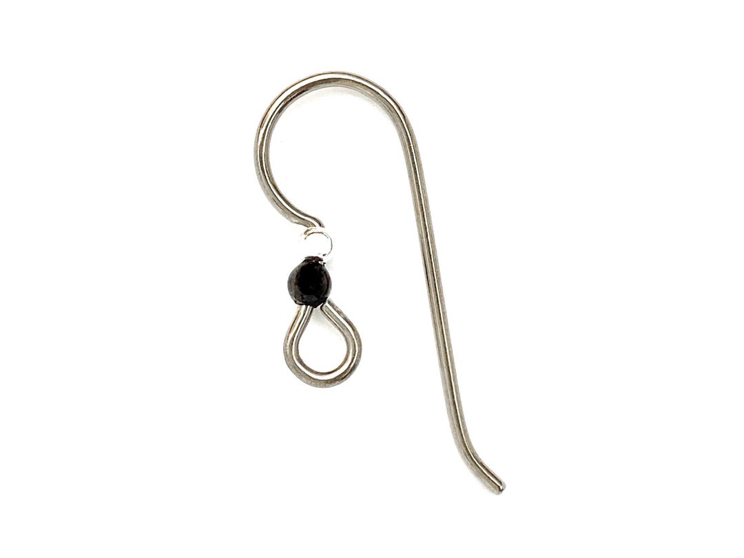 Grey Niobium French Hook Ear Wires W/ Sterling Silver Bead and Black ...