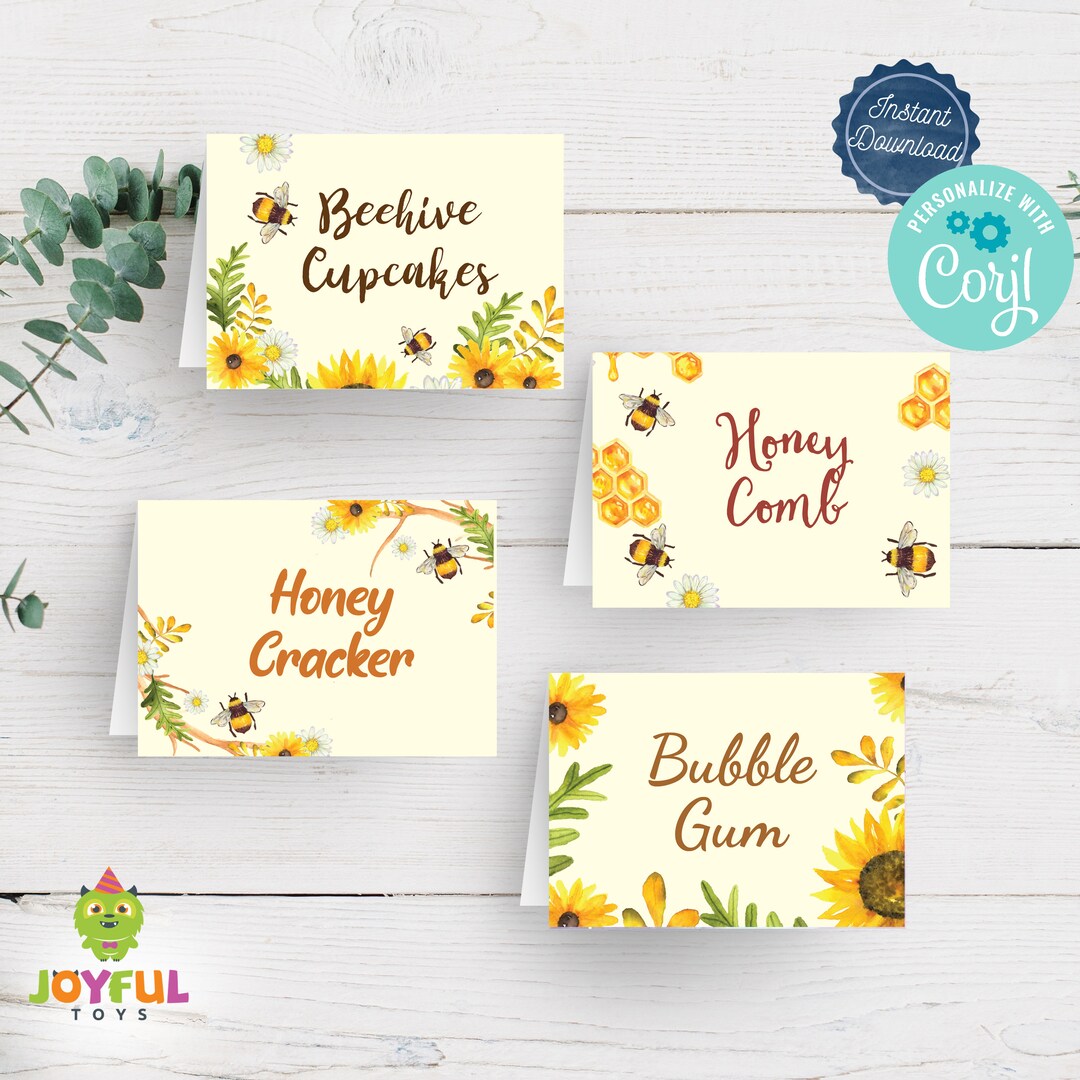 Editable Bumble Bee Food Tent Cards Printable Bumblebee Food - Etsy