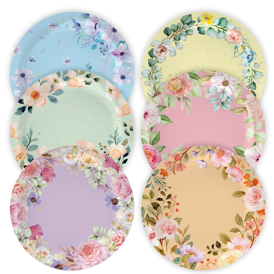 Floral Paper Plates Party Supplies 9 Pack of 48 Elegant - Etsy