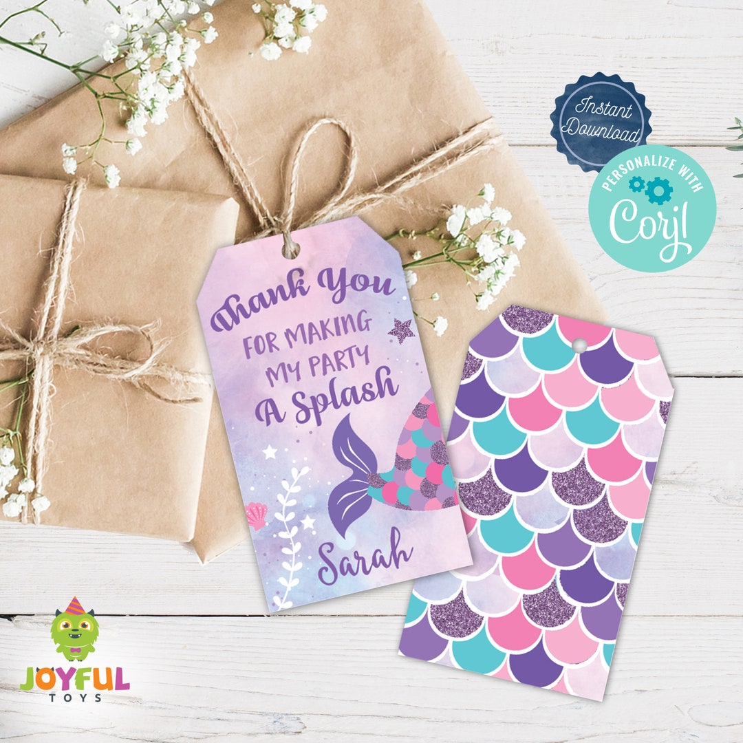 Mermaid Thank You Tag, EDITABLE, Mermaid Favor Tags, Under the Sea ...