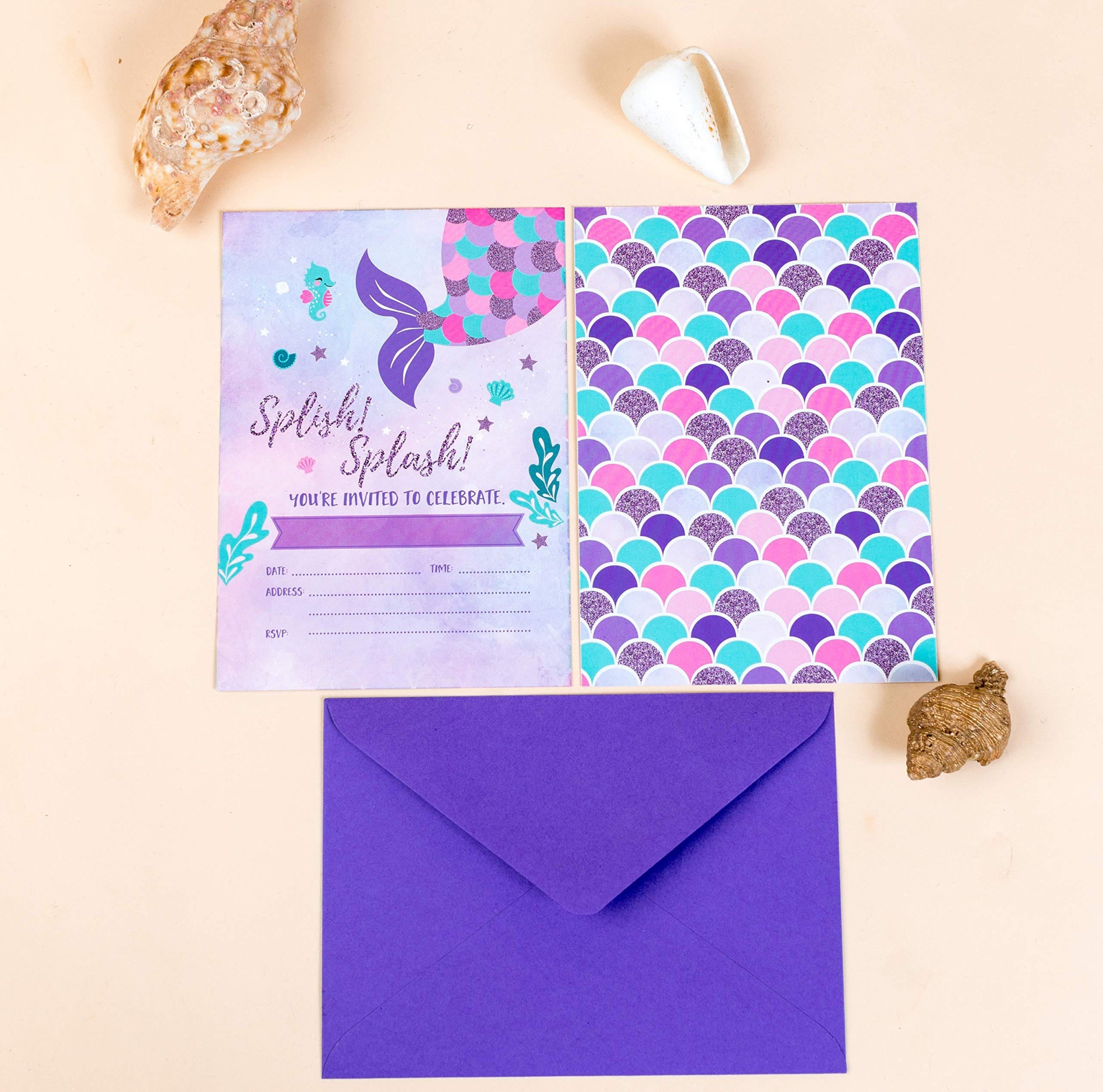 Mermaid Party Invitations 20 Invitations With 20 Envelopes | Etsy