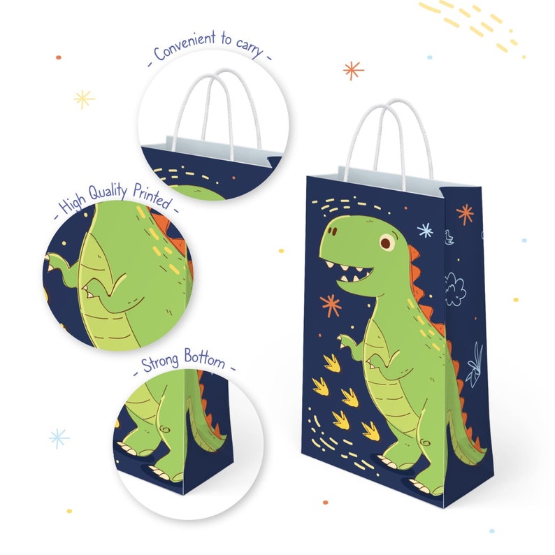 Dinosaur Goodie Bags With Handles 16 Pack | Etsy