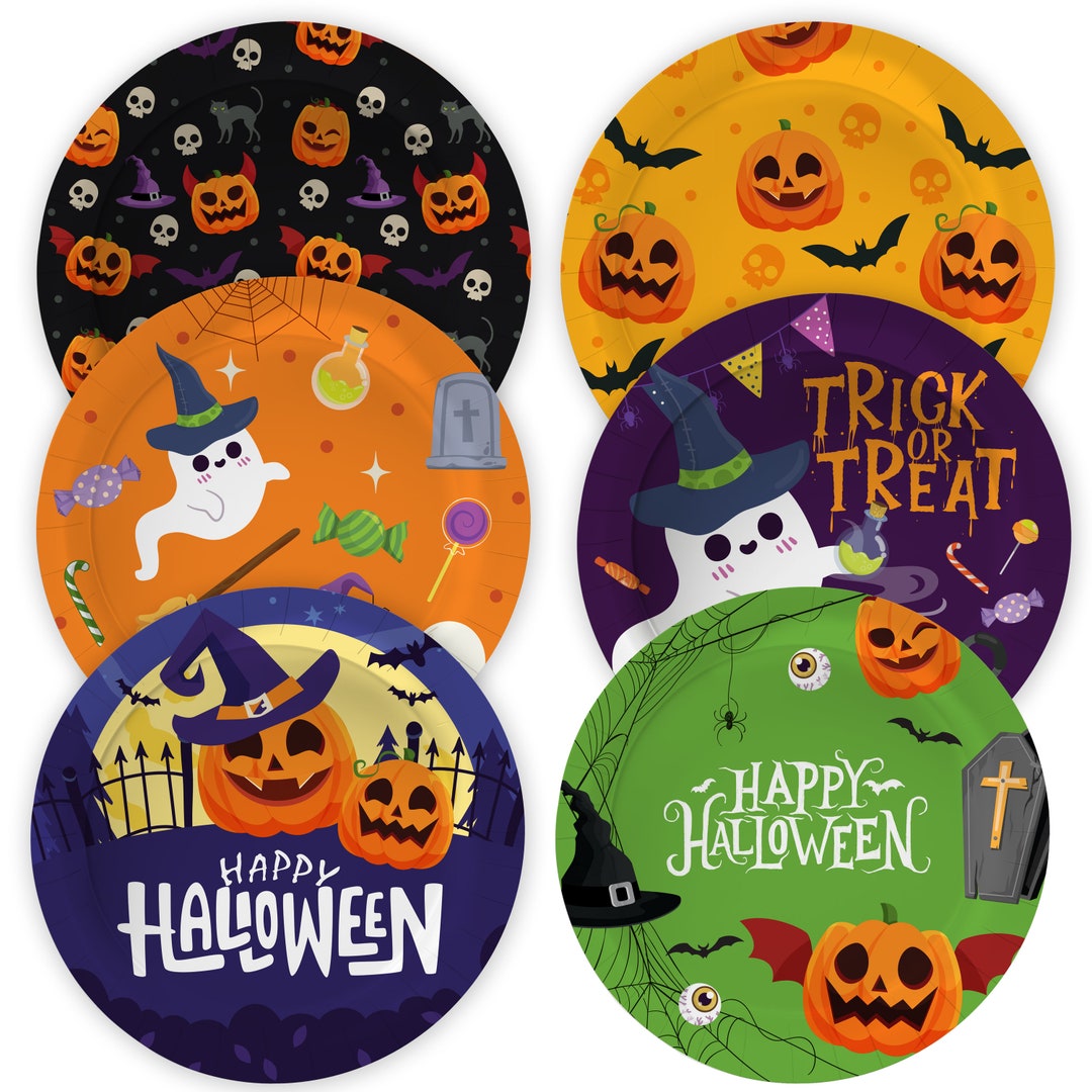 Halloween Paper Plates 9 Halloween Dinner Plates - Etsy