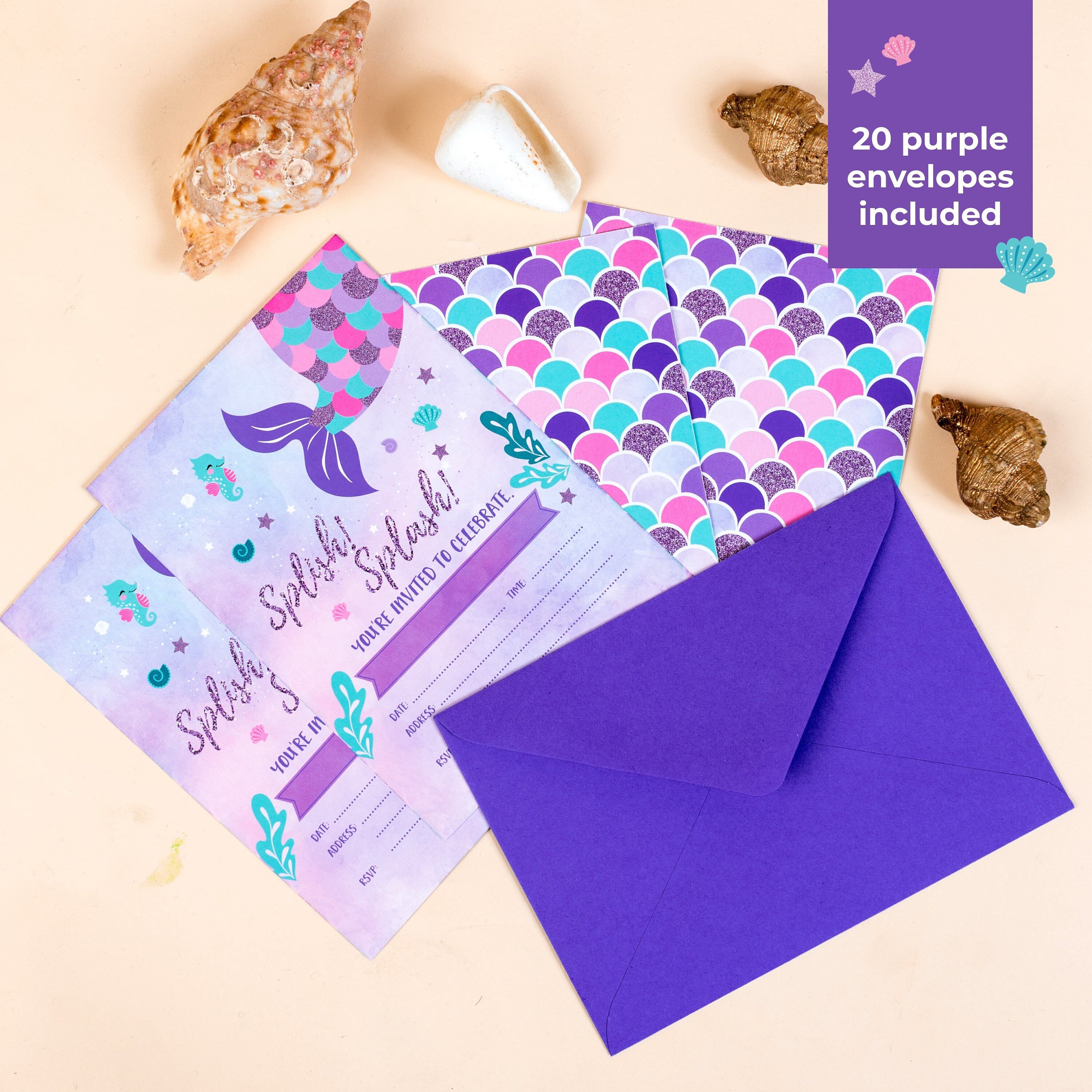 Mermaid Party Invitations 20 Invitations With 20 Envelopes | Etsy