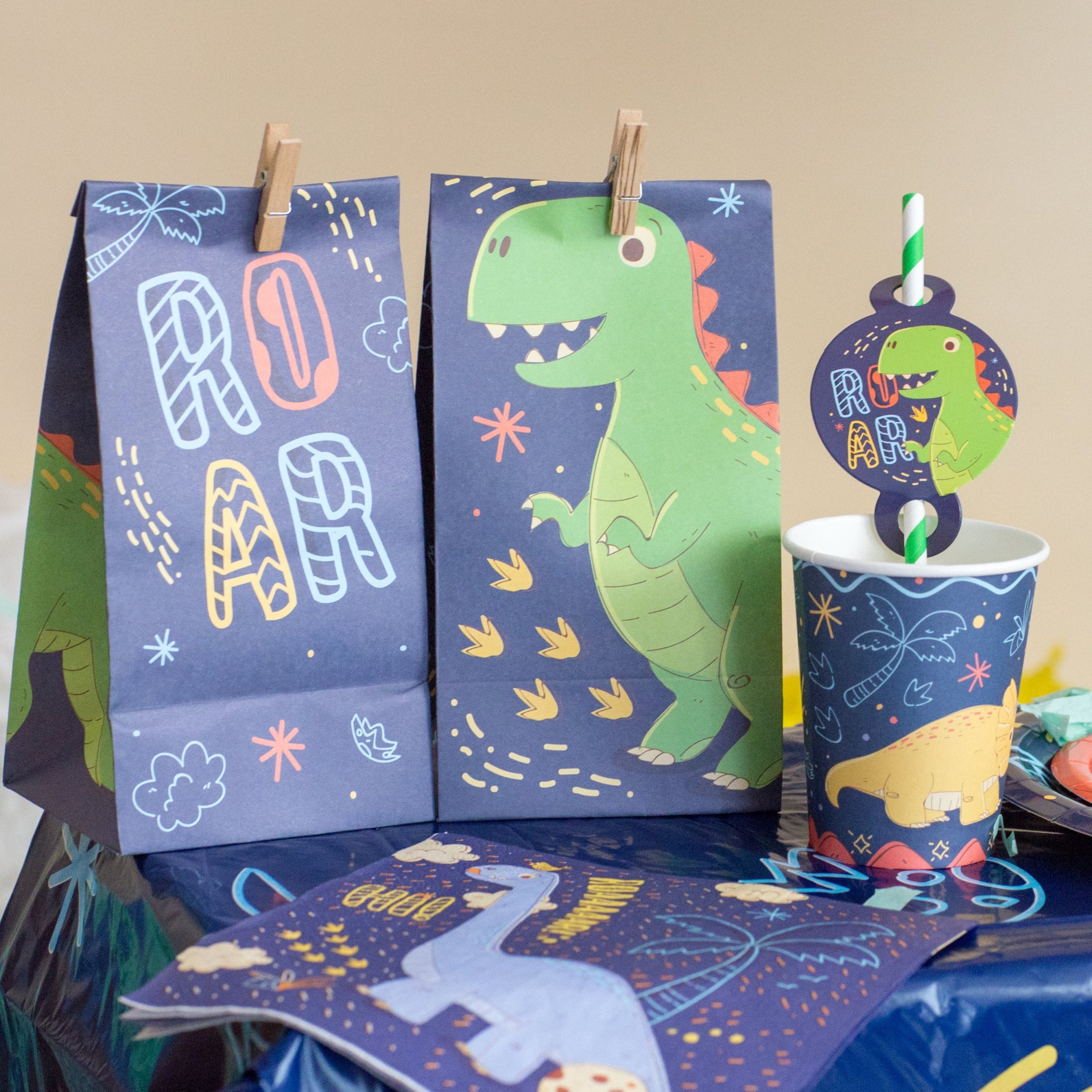 Dinosaur Goodie Bags With Handles 16 Pack | Etsy