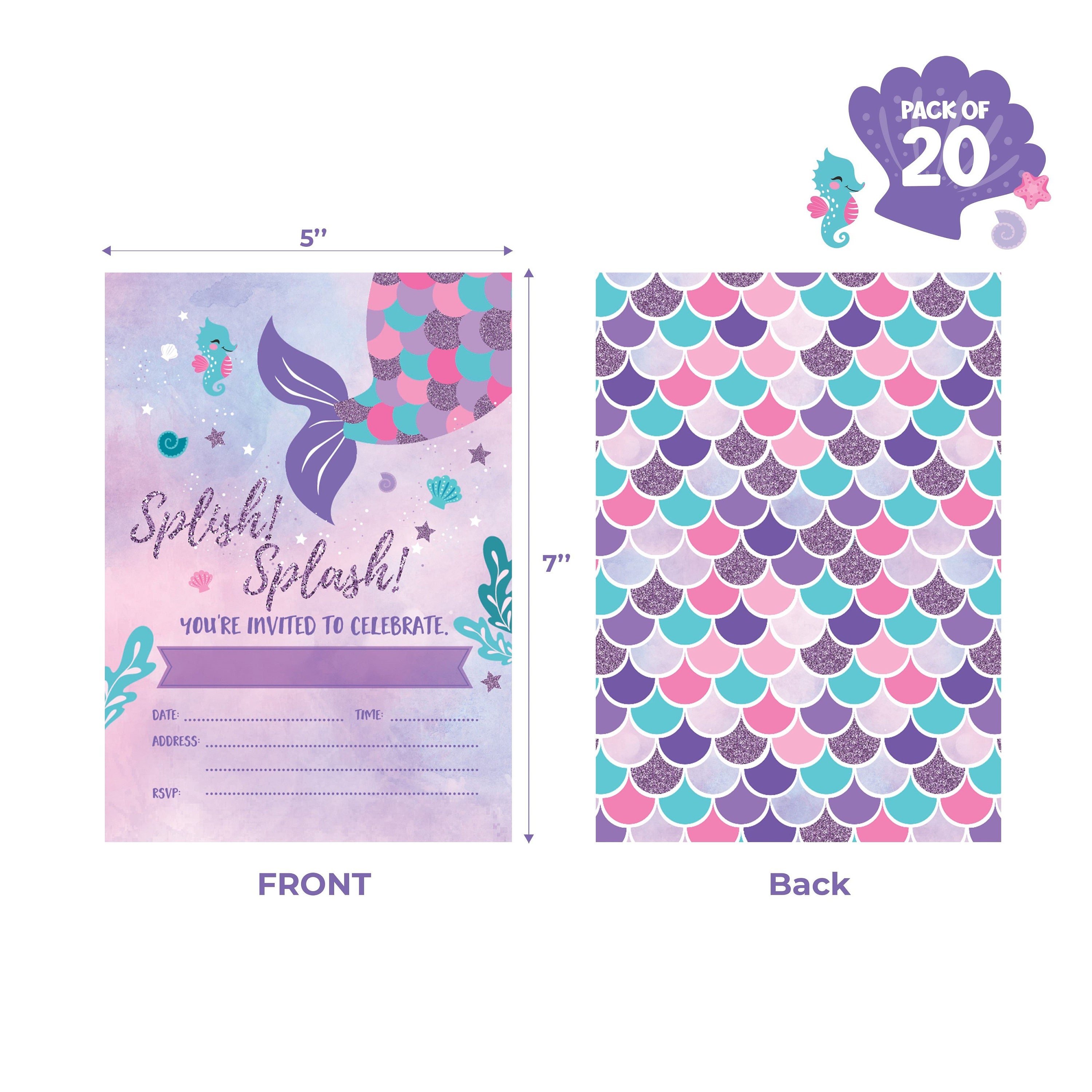 Mermaid Party Invitations 20 Invitations With 20 Envelopes | Etsy