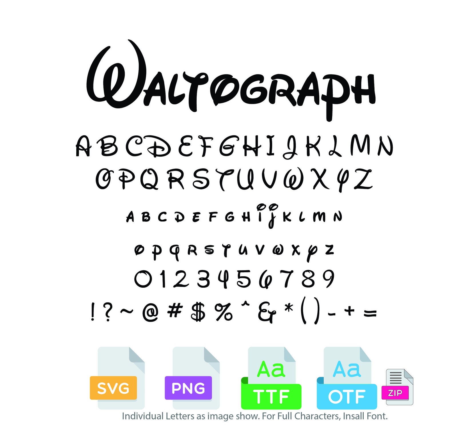 Waltograph Individual Letters Font - SVG, PNG, TTF, Cricut Font ...