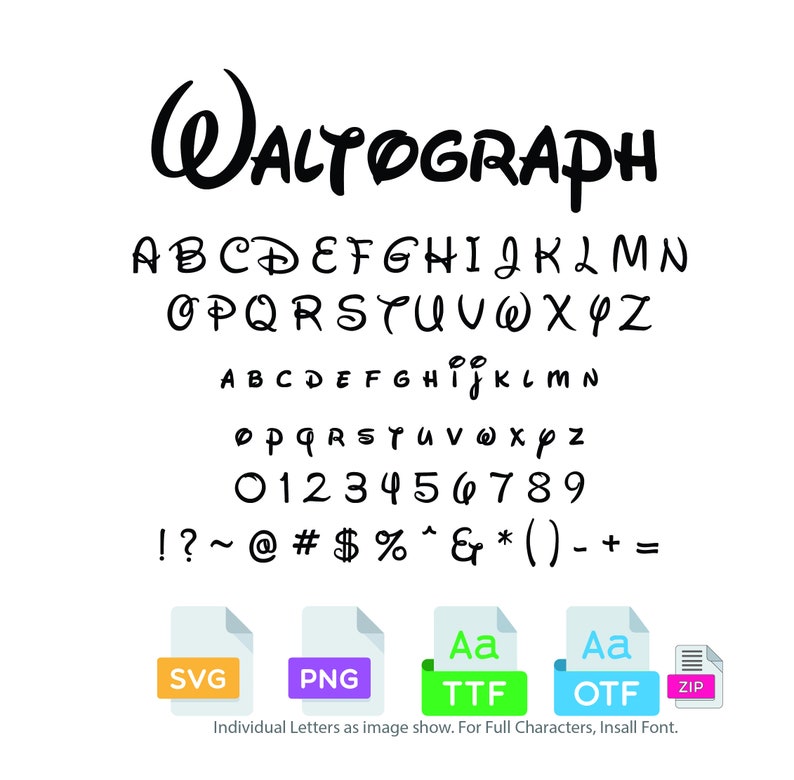Waltograph Individual Letters Font - SVG, PNG, TTF, Cricut Font ...