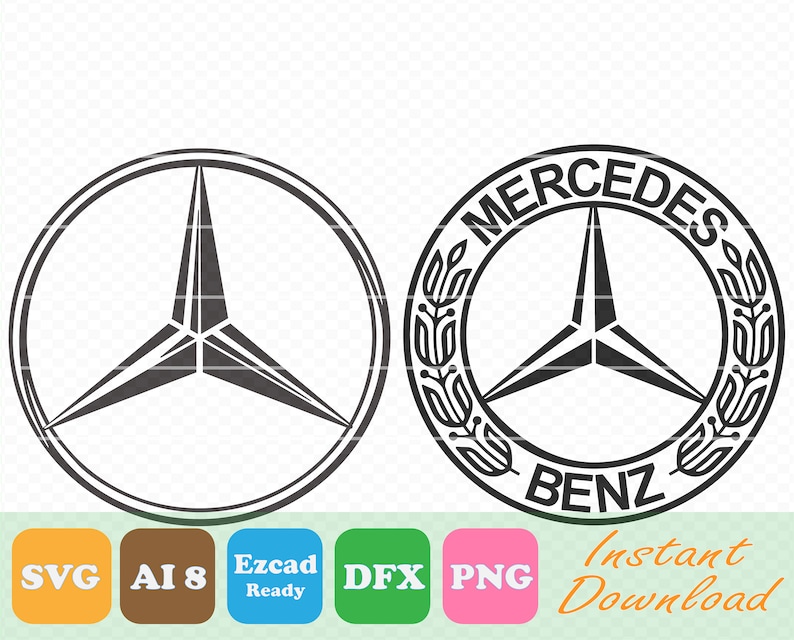 Mercedes Benz Classic 2 Automobile Logos - SVG, DXF,PNG, AI8 (ezcad ...