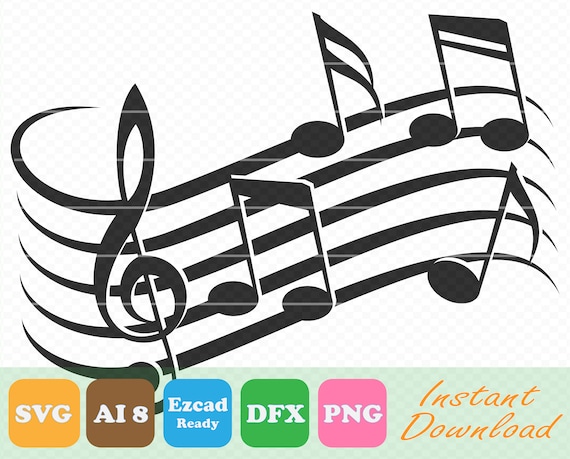 Music Notes Melody SVG DXF PNG AI8 ezcad Import Ready - Etsy
