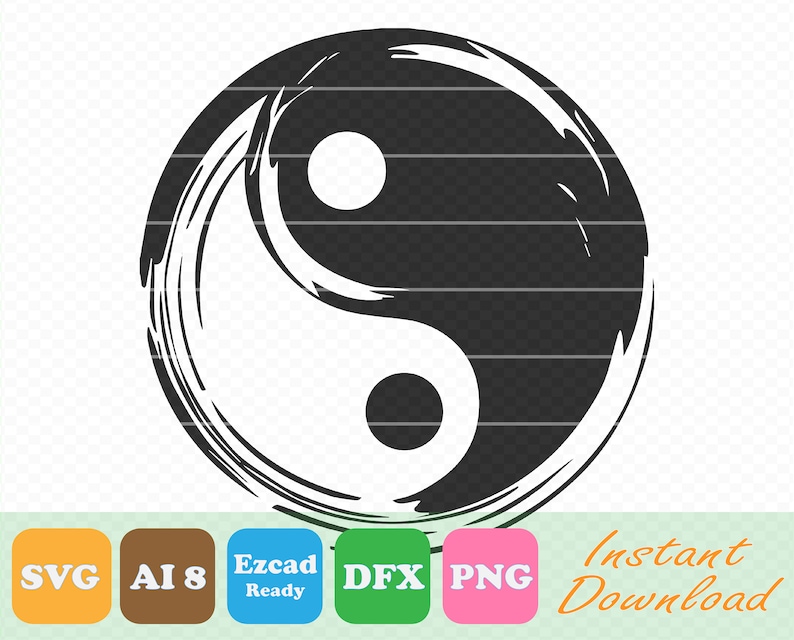Tai Chi, Yin Yang Draw Symbol SVG, DXF, PNG, AI8 ezcad Import Ready ...