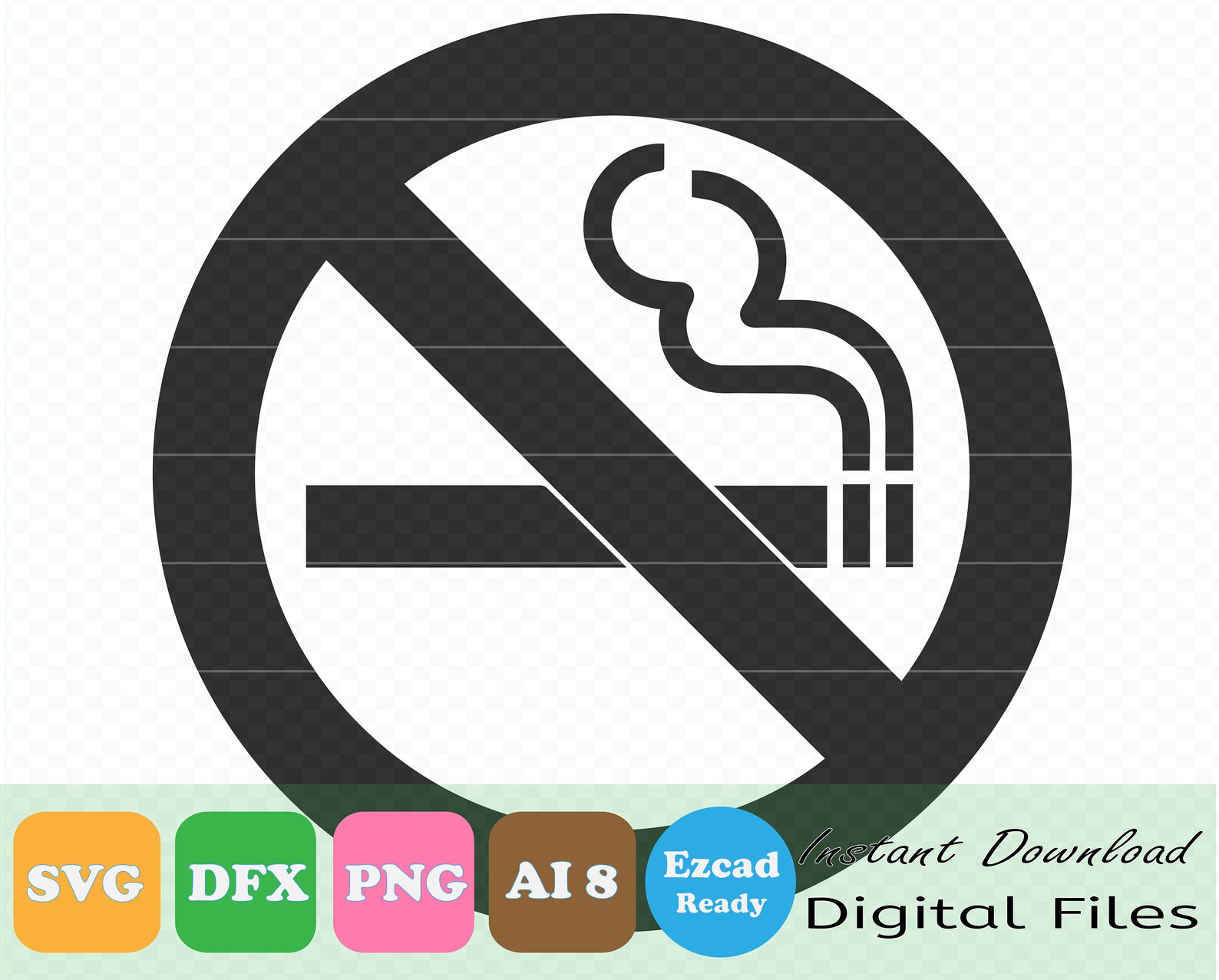 Classic No Smoking Sign Logo SVG, DXF, PNG, AI8 ezcad Import Ready ...