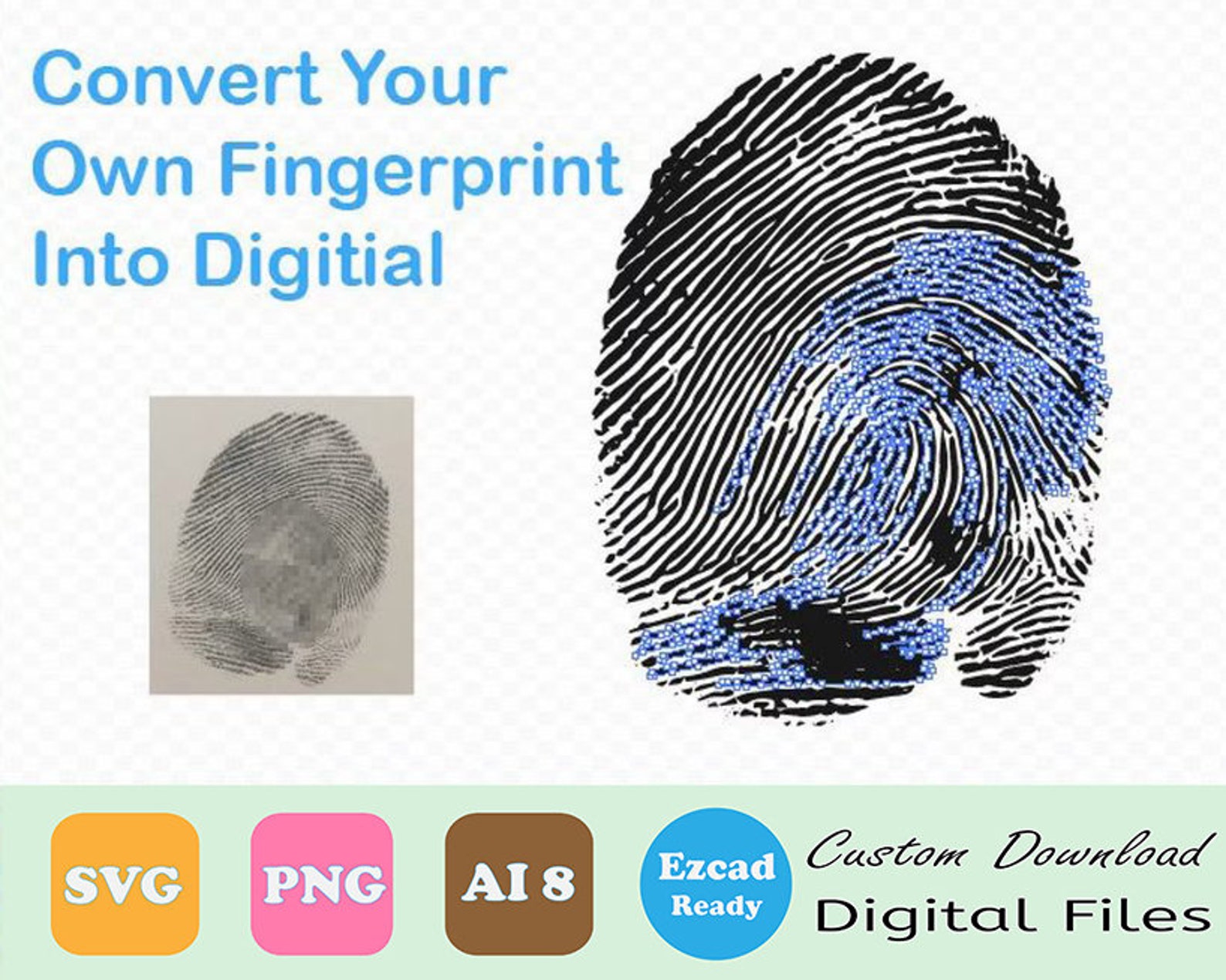 Digital Fingerprint Conversion – Custom SVG or PNG File From Photo ...