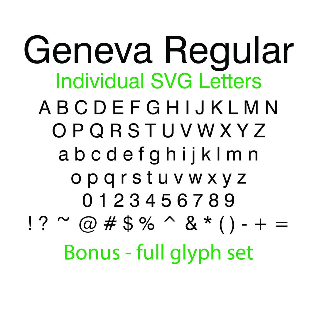 Geneva Regular SVG Font: Alphabet Decal Design (digital Download) - Etsy
