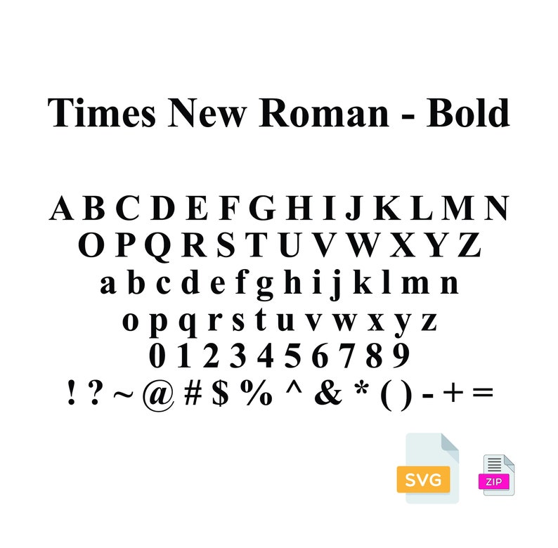 Times New Roman Bold Vector Font SVG, Individual Letters, Cricut Font, Silhouette Cut File ...