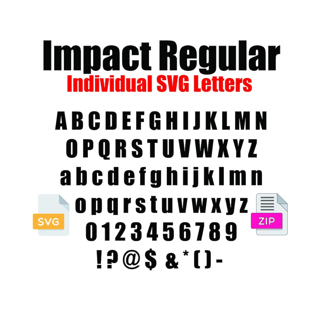 Impact Regular SVG Font: Individual Craft Letters (digital Download) - Etsy
