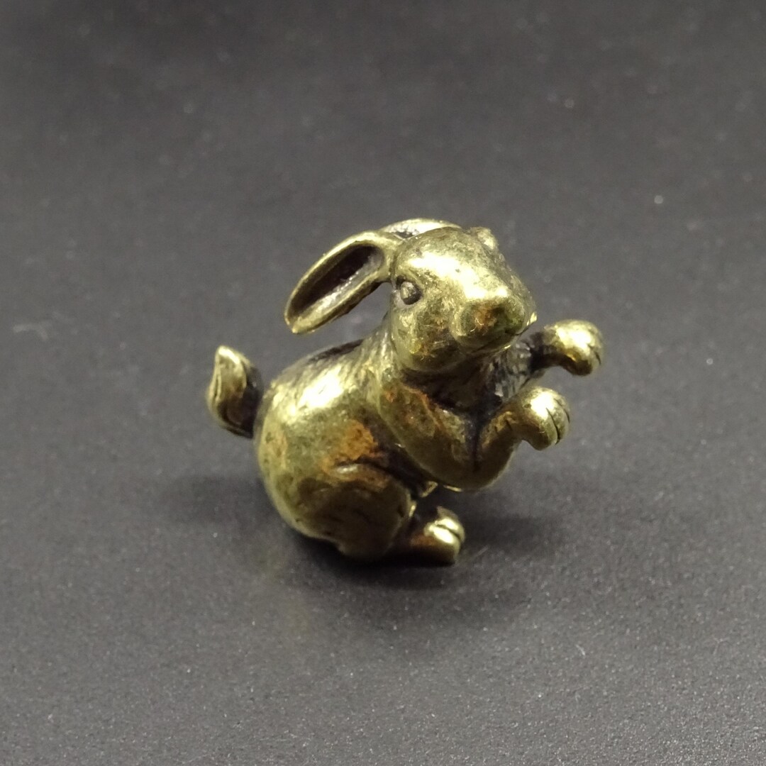 Brass Rabbit Figurine Handcrafted Miniature Statue for Animal ...