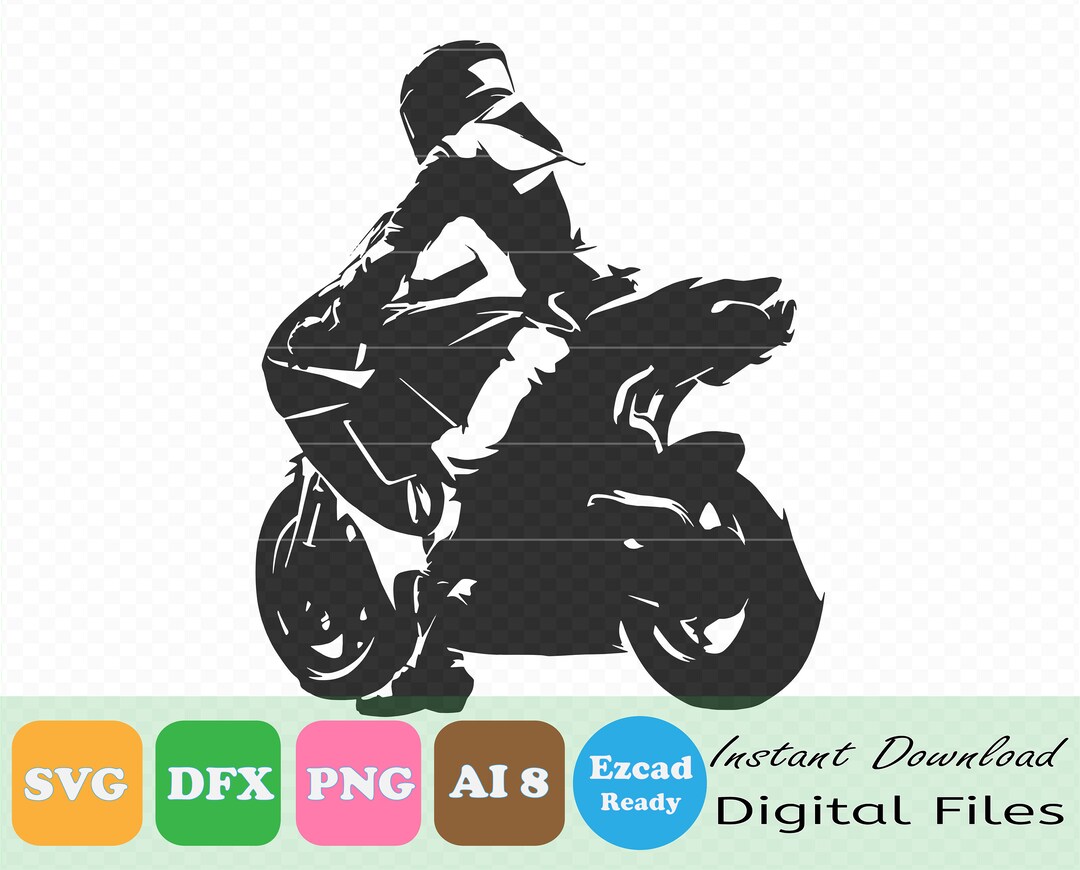 Motorbike Rider, Road Motorcycle Racing - SVG, DXF, PNG, AI8 (ezcad ...