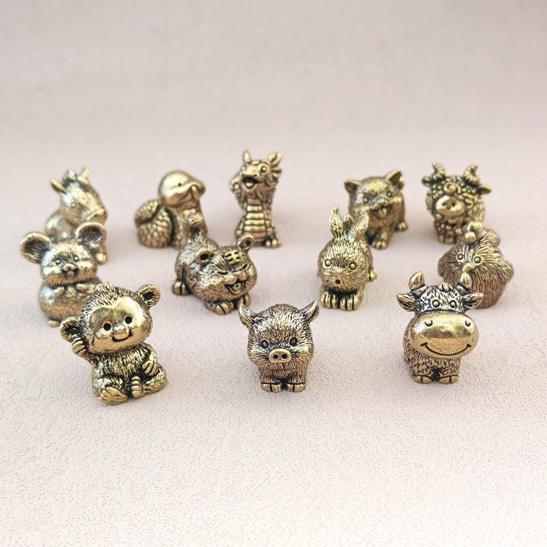 Adorable Brass Zodiac Figurines, Full Chinese Animal Set, Feng Shui ...