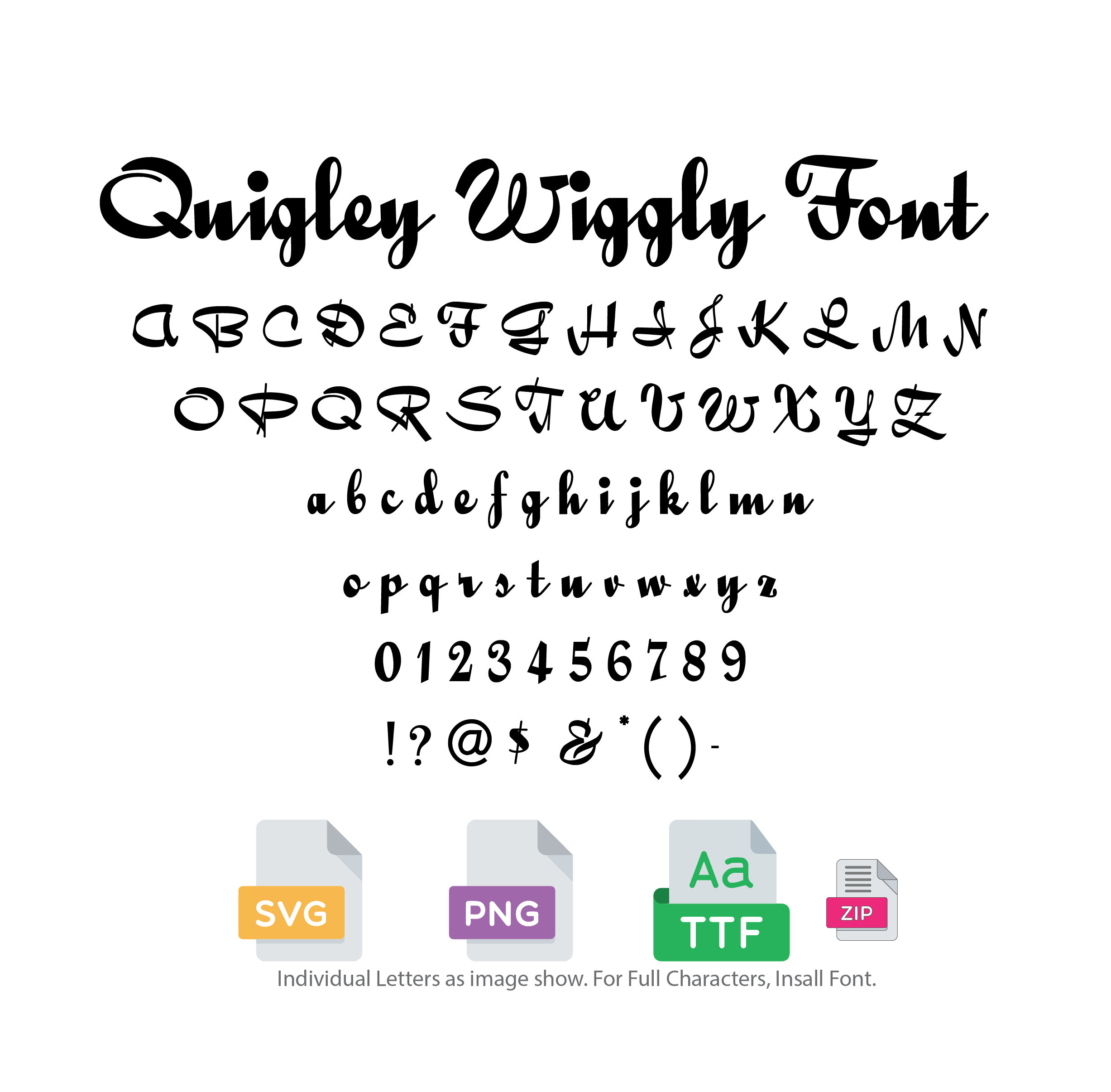 Quigley Wiggly Font Individual SVG Letters Font PNG, TTF, Cricut Font ...