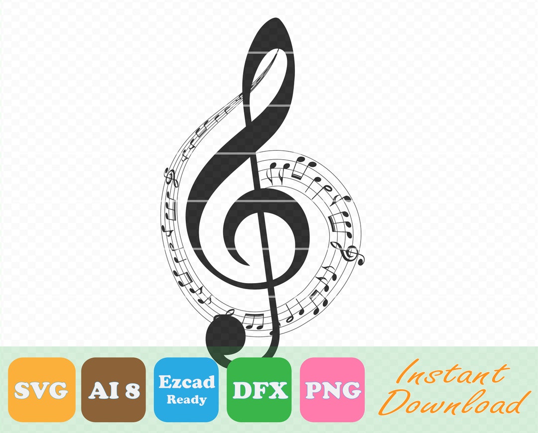 Music Notes Typography Melody - SVG, DXF, PNG, AI8 (ezcad Import Ready ...