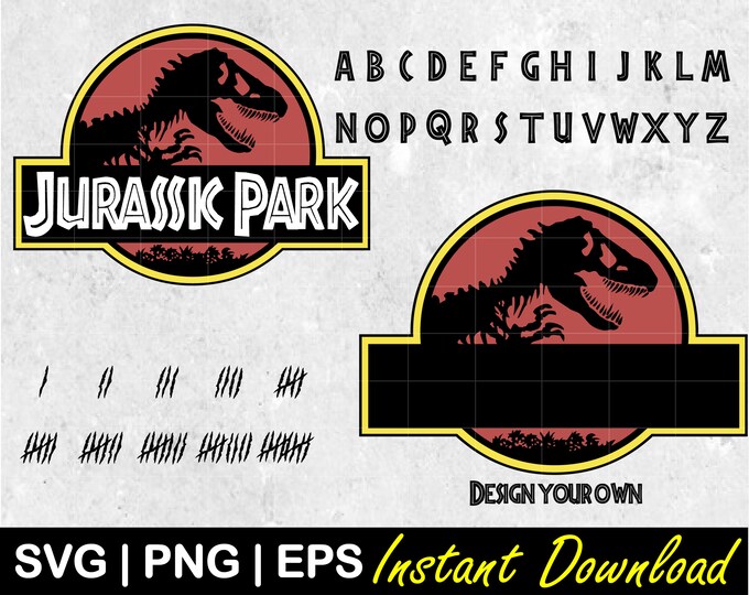 Jurassic Park Alphabet, Numbers and Letters and Symbols, Create Your ...