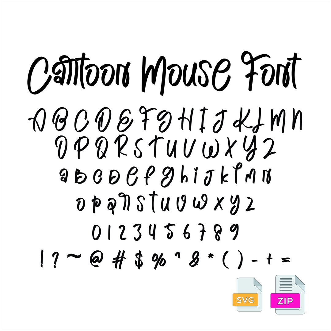 Cartoon Mouse Font Individual Letters SVG Files Font - SVG, Cricut Font ...