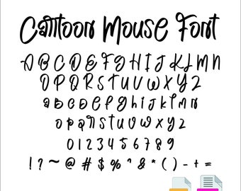 Mouse Alphabet SVG Mouse Font Letters TTF Text Cartoon PNG Instant ...