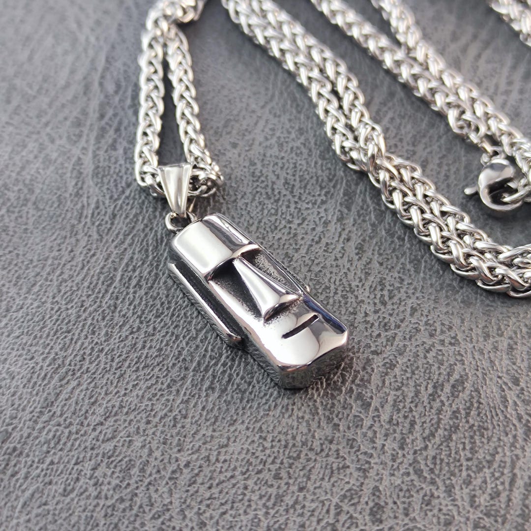 Unique Gothic Moai Head Pendant - Stainless Steel Hip Hop Punk Necklace ...