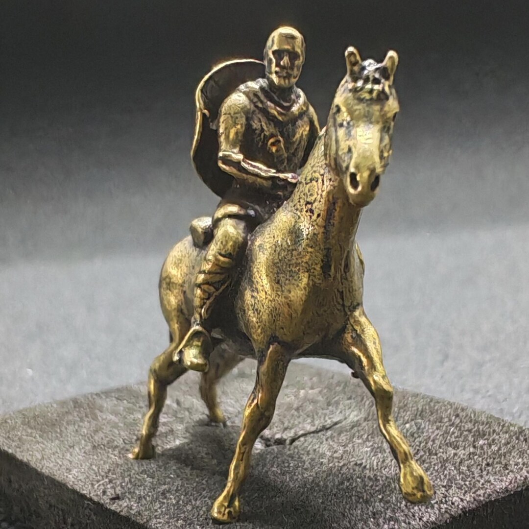 Mini Brass Knight on Horse Figurine – Collectible Warrior Sculpture for ...