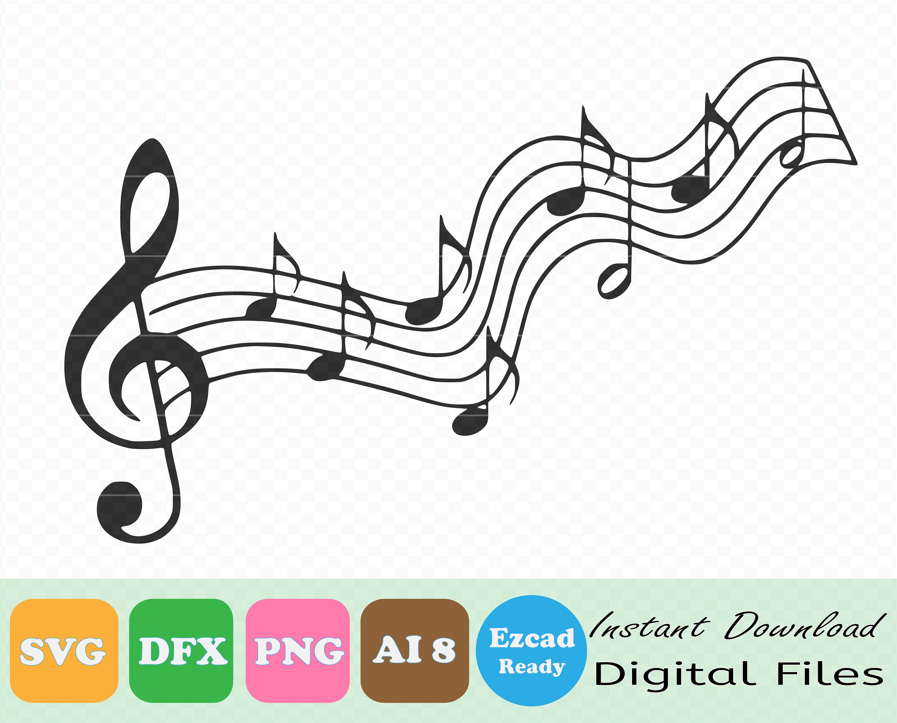 Music Notes Melody Wave Vector SVG, DXF, PNG, AI8 ezcad Import Ready ...