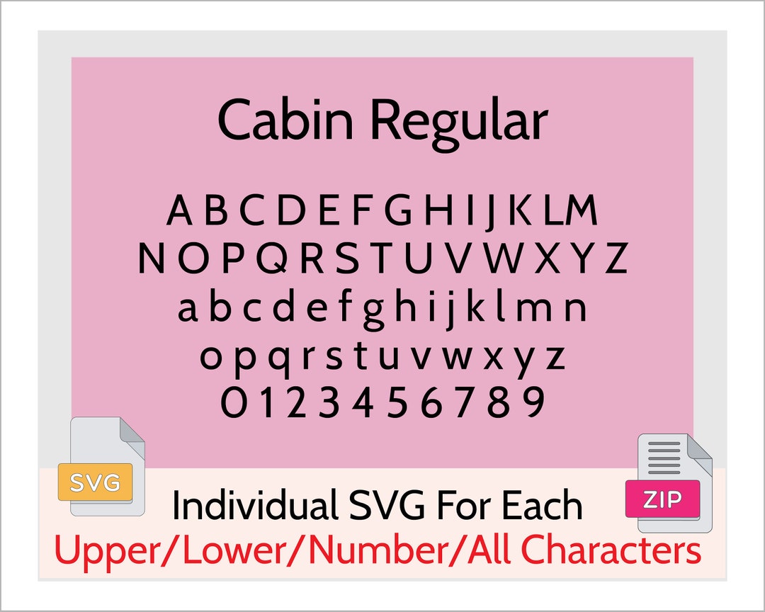 Cabin SVG Font Individual Letters Numbers Sans Serif Alphabet Cricut ...