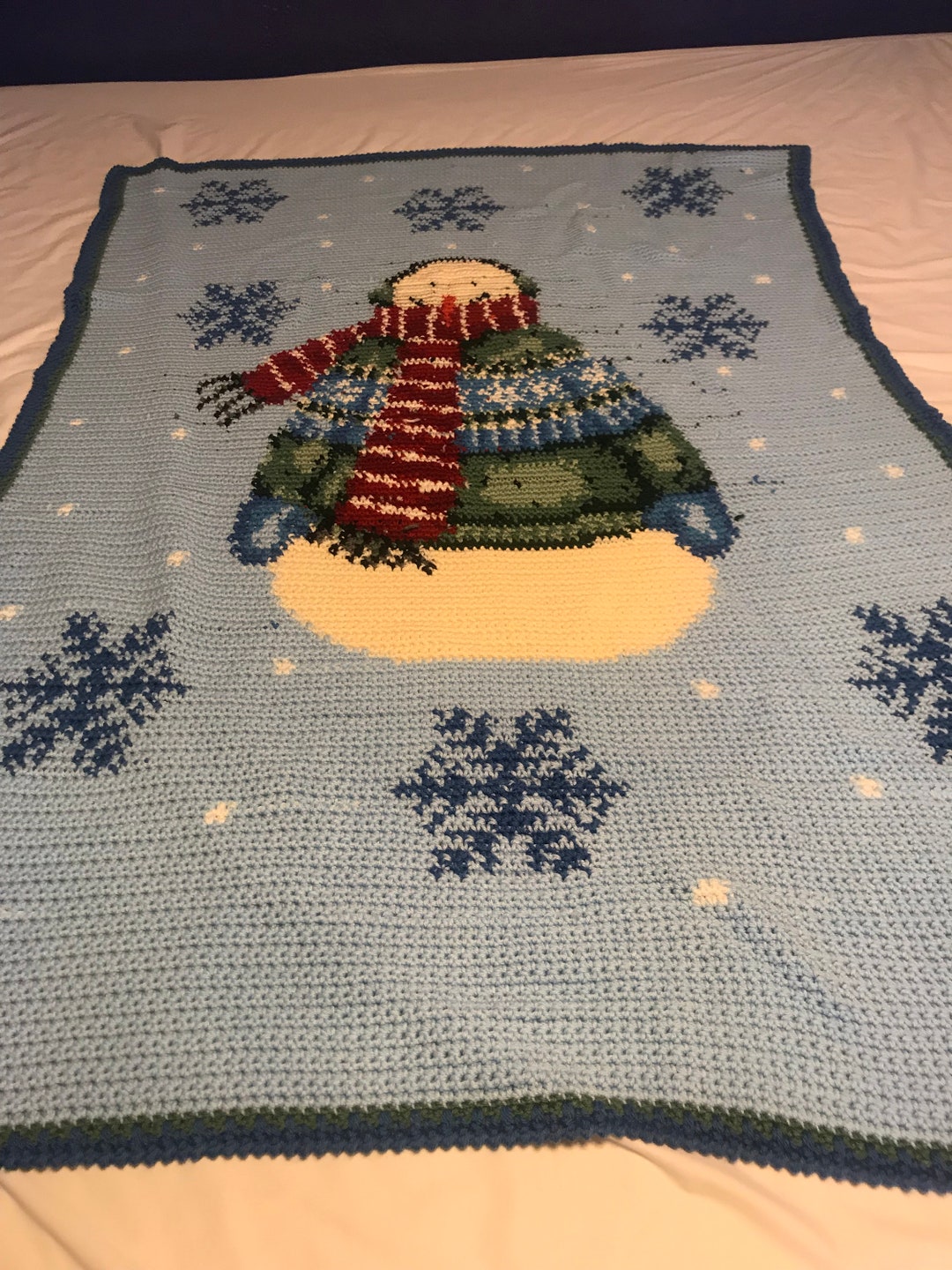 Snowman Afghan/blanket - Etsy