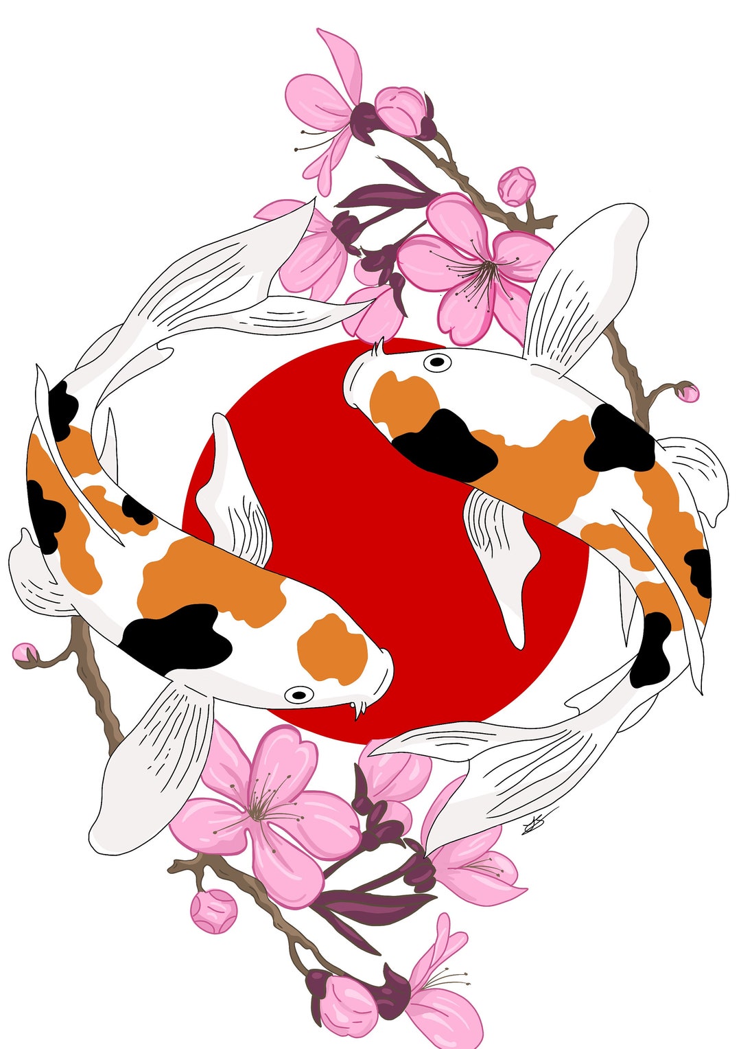 Japanese Koi Fish Print - Etsy