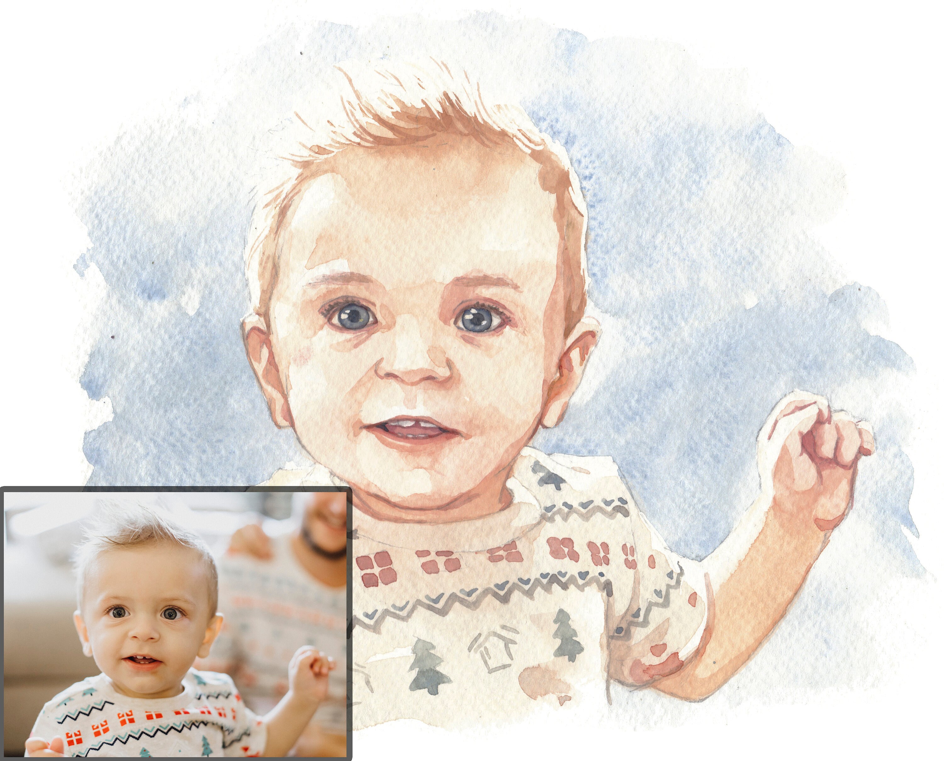 Hand Painted Watercolor Portrait: Custom Child Portrait - Etsy