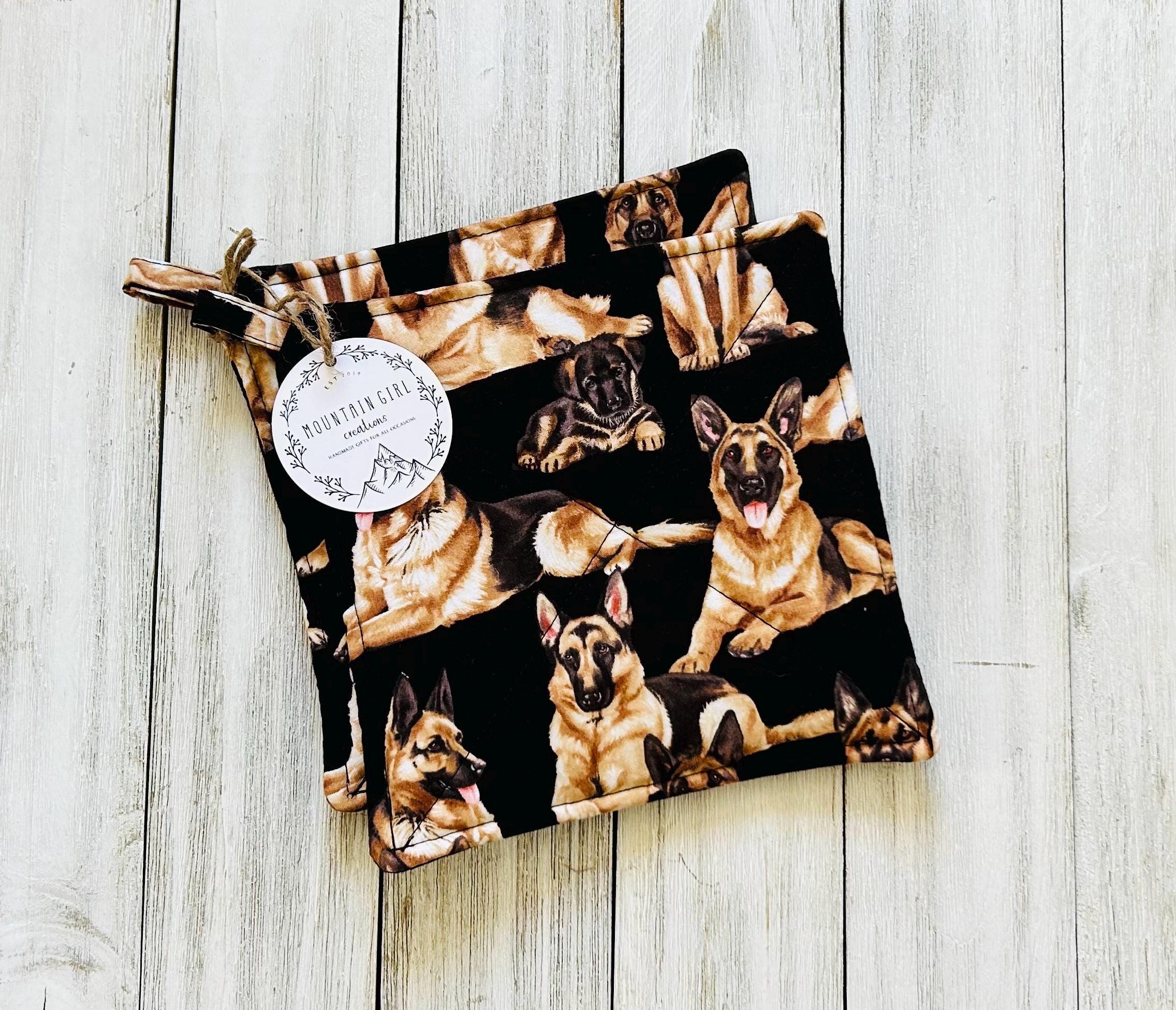 Set of 2 Handmade Potholders, Dogs, Puppy, Dog Lovers, German Shepherds ...