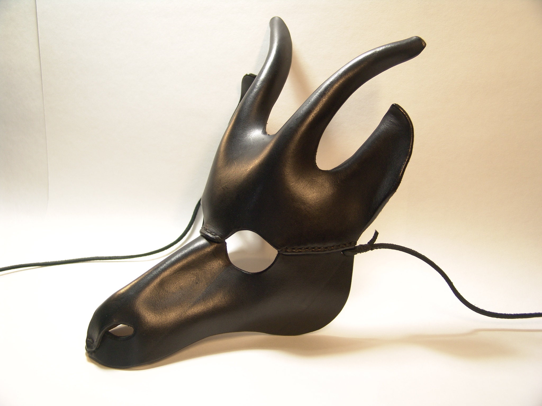 Black Goat Leather Mask. for Mardi Gras, Masquade, Burning Man, and ...