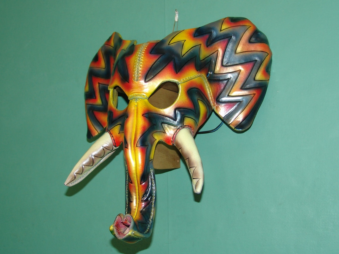 Elephant Leather Mask With Tusks and Trunk. Perfect for Mardi Gras ...