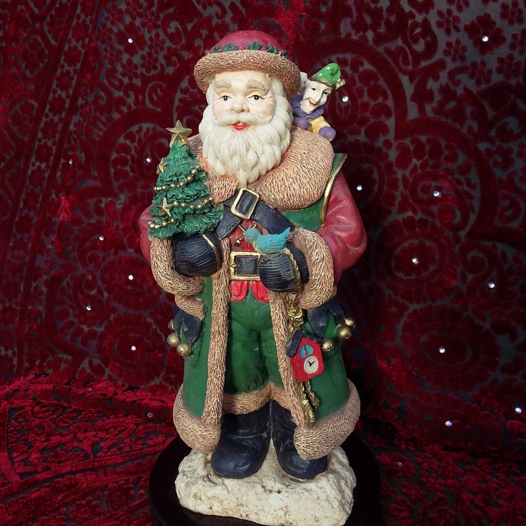 Vintage Musical Santa Claus on Wooden Base 11.5" "here Comes Santa ...