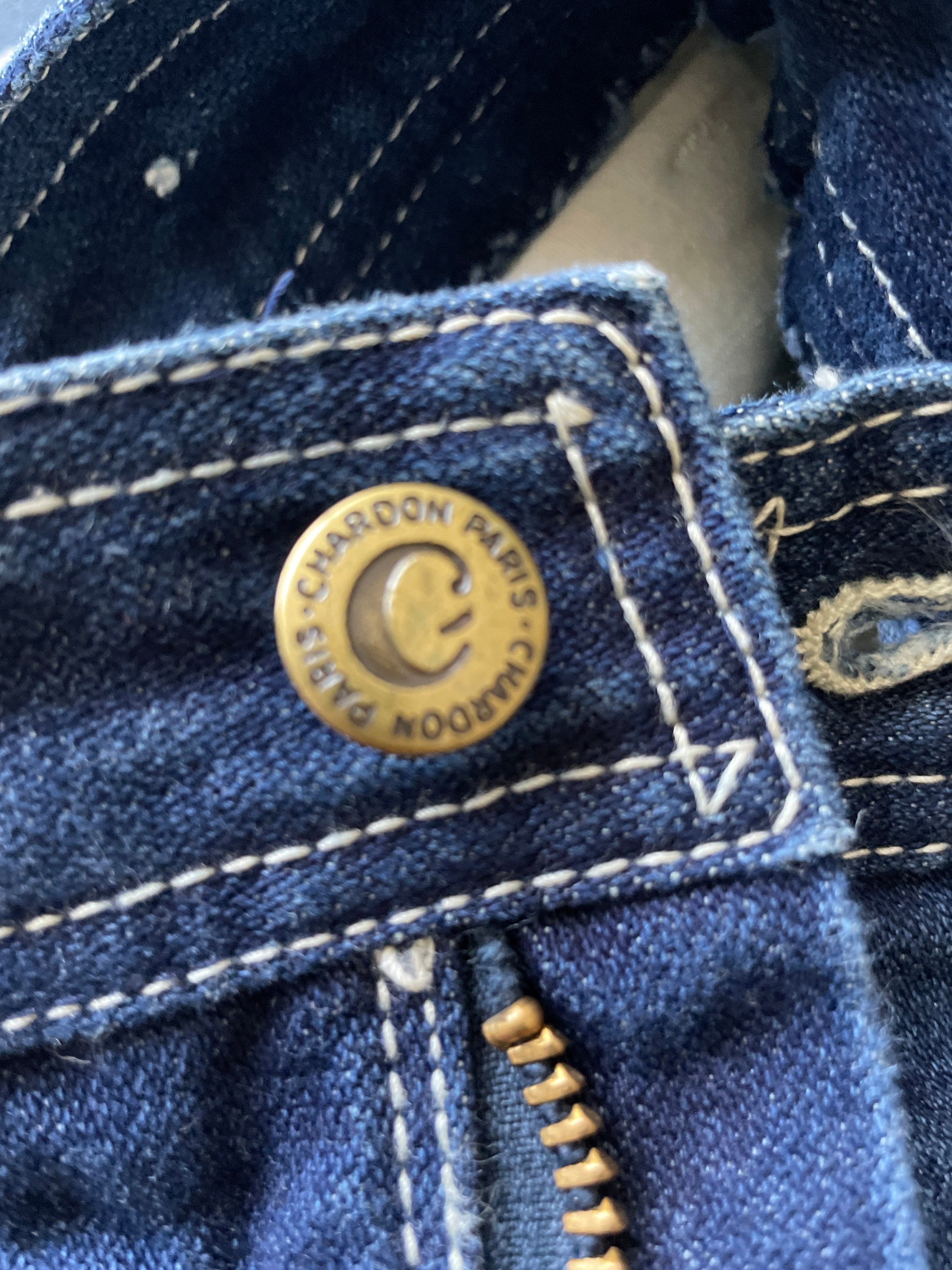 CHARDON PARIS 1980s Early 1980s Era Classic Blue 100% Cotton Unhemmed ...