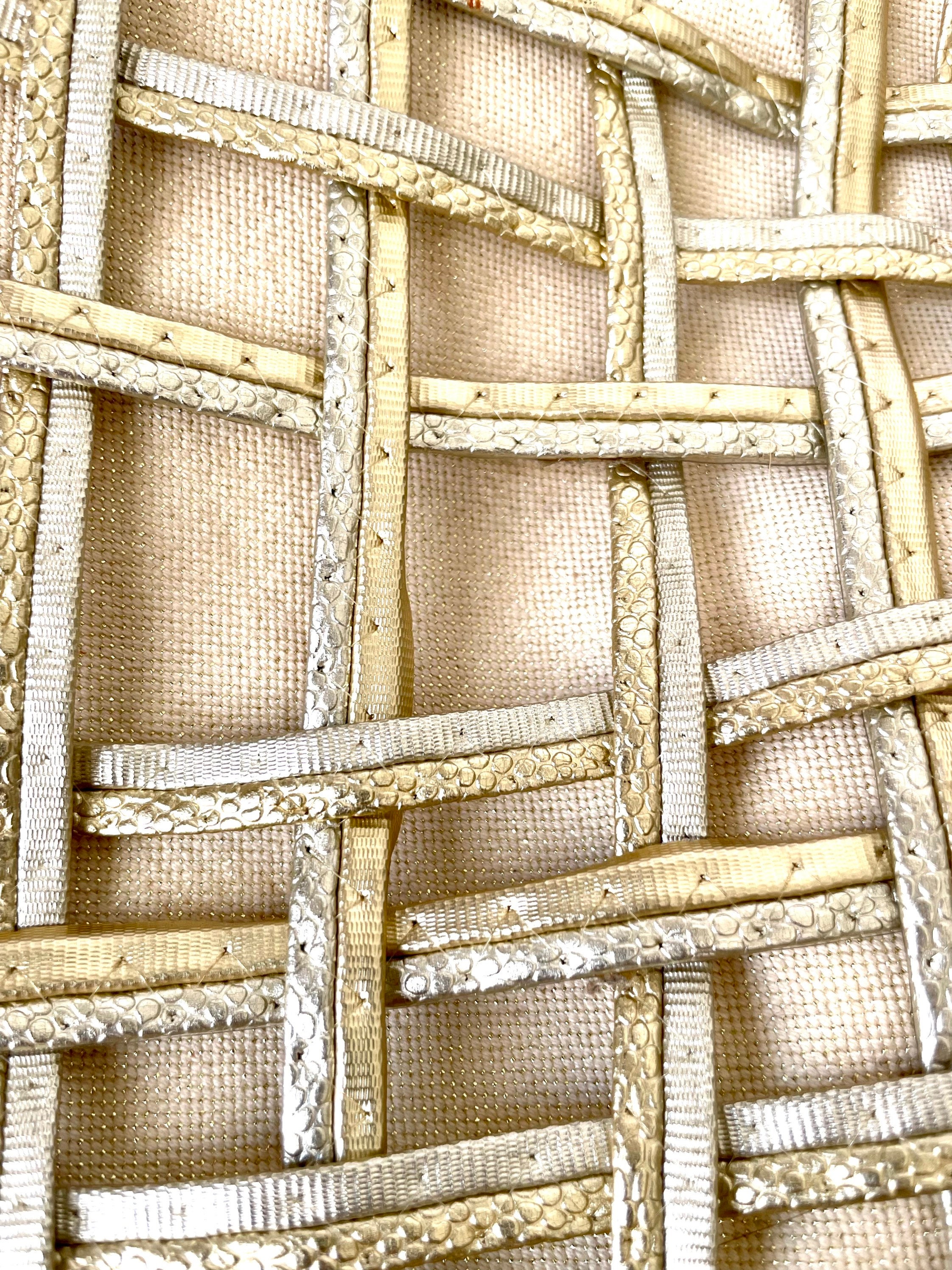 TIANNI 1990s Late 80s Era Gold Metallic Basket Weave Bucket Bag ...